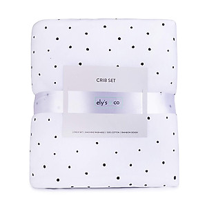Ely's & Co. Baby Crib Bedding Sets for Girls — Perfect for Toddler Beds — 4 Piece Set Includes Crib Sheet, Quilted Blanket, Crib Skirt, and Decorative Toddler Pillowcase —Black & White Dottie