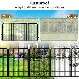 Decorative Garden Fence with Gate Fencing for Yard 40in(H) x 18ft(L) Metal Garden Fencing Temporary Camping Fence Outdoor Dog Playpen Garden Fence Animal Barrier Rustproof No Dig Garden Border