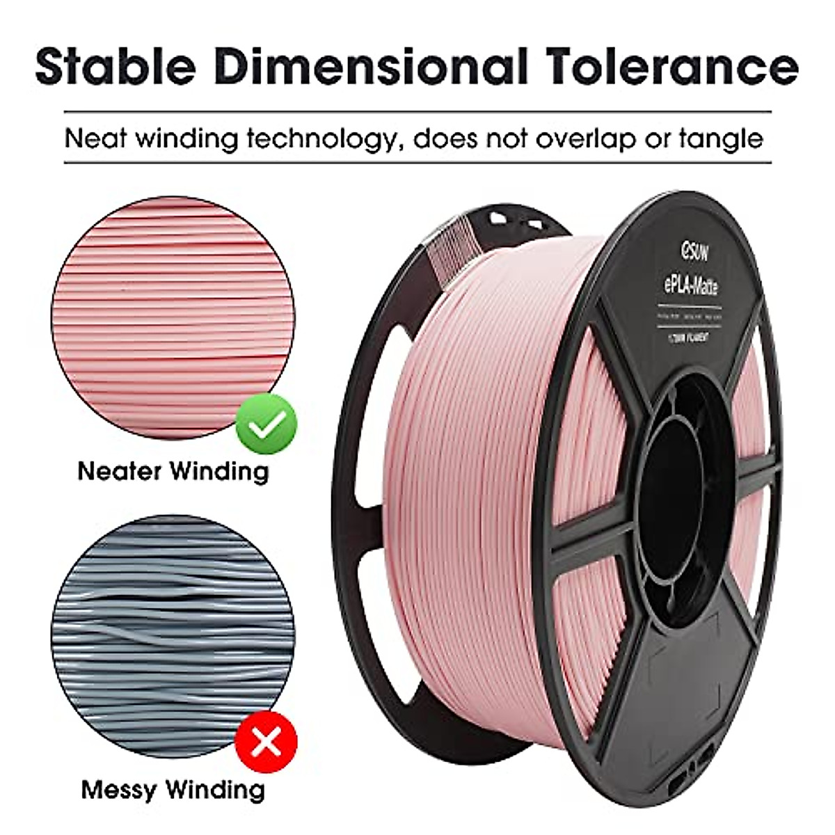 eSUN Matte PLA Filament 1.75mm, Low Density Matte 3D Printer PLA Filament, 1KG Spool 3D Printing Filament for 3D Printers, Peach Pink