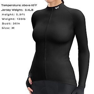 Wulibike Bicycle Shirts Women Bike Shirts for Women Long Sleeve Specialized Womens Cycling Jersey Black