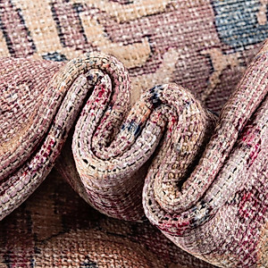 Rugs.com Nostalgia Collection Washable Rug – 7' 10 Square Pink Flatweave Perfect for Living Rooms, Kitchens, Entryways