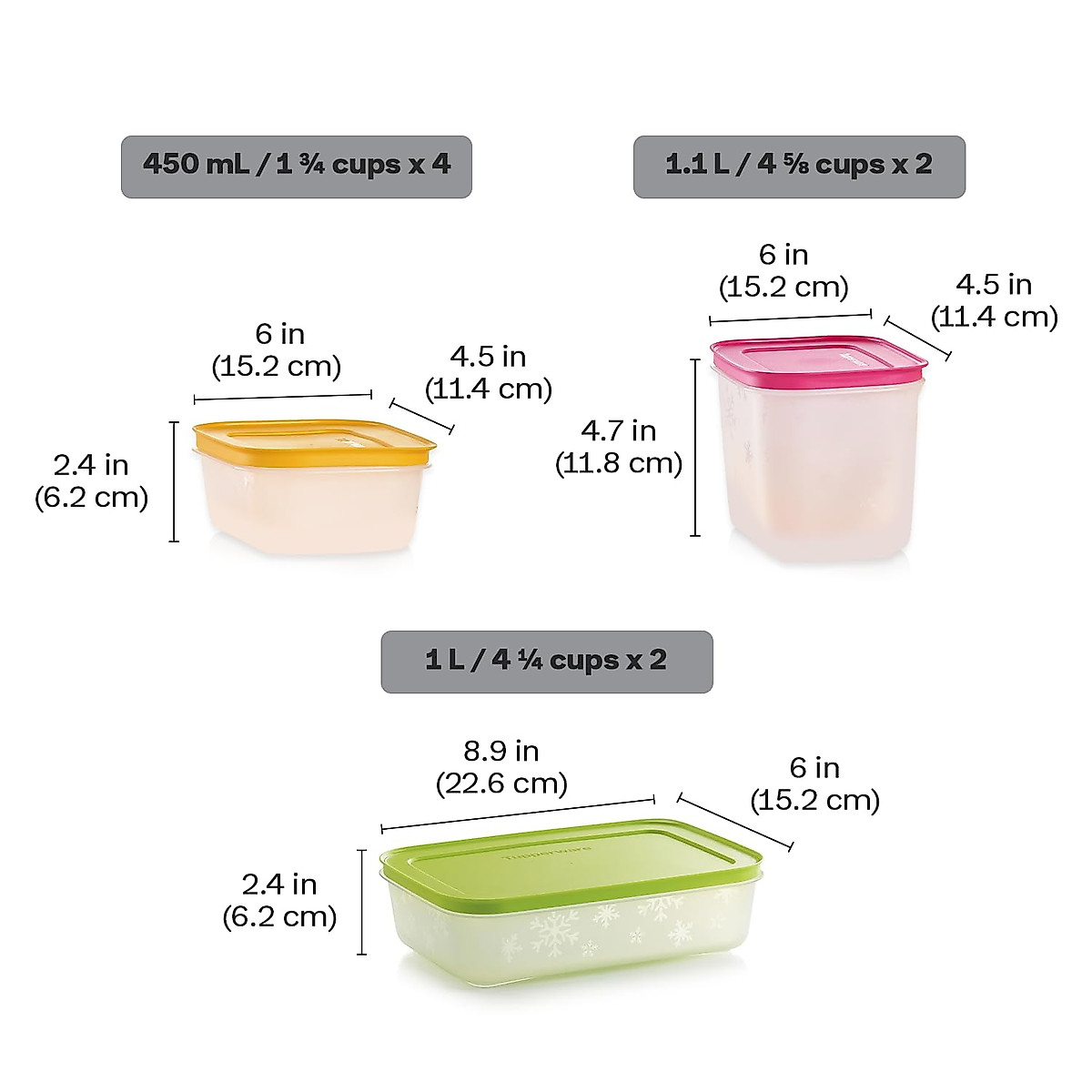 Tupperware Freezer Mates Gen II 8 Piece Food Storage Container Set, Dishwasher Safe and BPA Free (8 Containers, 8 Lids)