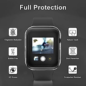 Sobrilli 4 Pack Case Tempered Glass Screen Protector Compatible with iWatch 38mm Series 3/2/1, Hard PC Bumper Case Protective Cover Frame Compatible with iWatch 38mm (Black/Rose Gold/Silver/Clear)