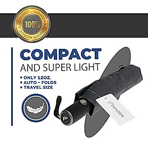 Windproof"TEFLON" Coated Travel Umbrella - Auto Open/Close - Travel Stylish Lightweight Design for Women/Men (Dark Grey)