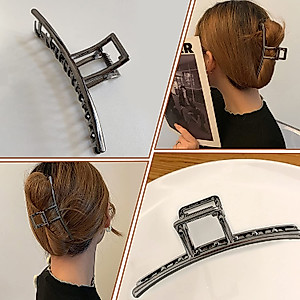 AIBEE Large Metal Hair Claw Clips, 2023 Stylish Butterfly Jaw Clips for Thick/Thin Hair, 4 Pack Long Hair Clips for Women (Metallic Black)