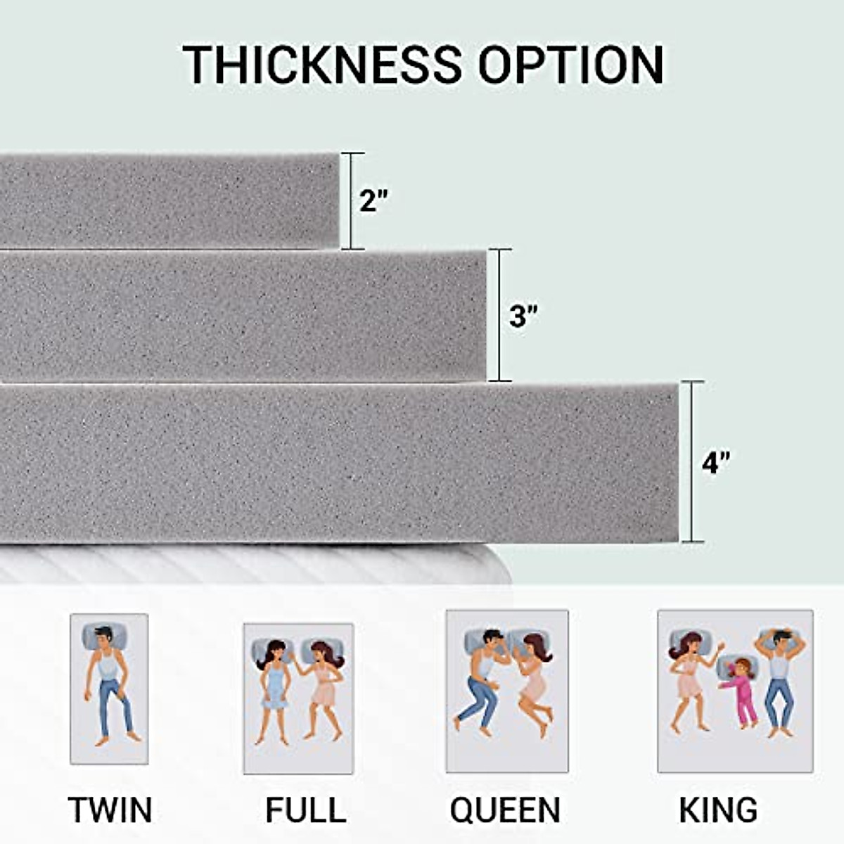 Maxzzz 4 Inch Memory Foam Mattress Topper King Size, Bamboo Bed Mattress Topper, Ventilated Mattress Pad CertiPUR-US Certified Plush