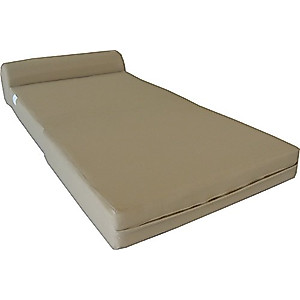 D&D Futon Furniture Twin Size Tan Sleeper Chair Folding Foam Bed 6 x 36 x 70, Studio Guest Beds Foam Density 1.8 lb