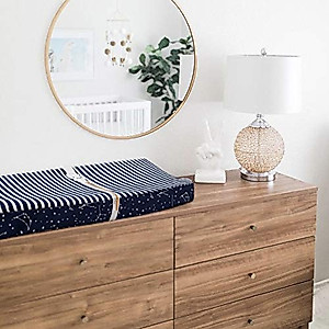 Changing Pad Cover 2 Pack, Comfort Fleece Changing Table Cover Boys Girls, Ultra Soft Breathable 32"/34''x16" Changing Pad Sheets - Blue Stars & Grey Stripe