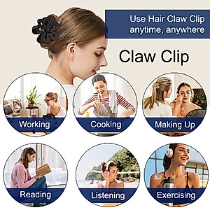 Flower Hair Claw Clip for Women Girls - Cute Matte Flower Non Slip Big Hair Clips for Thick Hair - Strong Hold