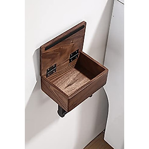 Day Moon Designs Toilet Paper Holder with Shelf - Flushable Wipes Dispenser & Storage Fits Any Bathroom, Keep Your Wet Wipes Hidden - Wooden Wall Mount Bathroom Organizer - Small, Dark Wood
