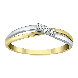Three Stone Diamond Two Tone Ring in 10K White Gold