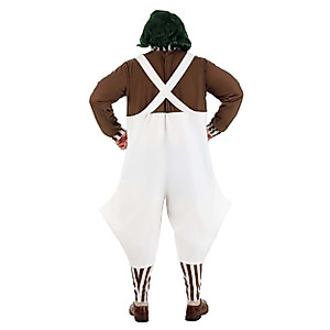 Plus Size Adult Willy Wonka Oompa Loompa Costume, Chocolate Factory Worker Uniform Overalls Outfit for Halloween 5X