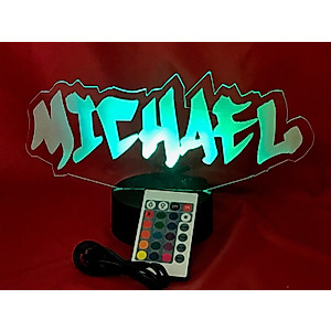 Name Light Up Lamp Any Name Shape Lamp LED Personalized Create Your Own Name In Graffiti Table Lamp LED, Our Newest Feature - It's WOW, With Remote 16 Color Options, Dimmer, Free Engraving, Great Gift
