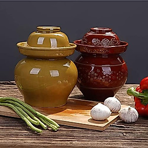 Ceramic Thickened Ceramics Fermenting Jar, Porcelain Pickling Jar,Crock Jar Stoneware Pot, Kimchi Pot with Lid Food Storage, Water Seal Fermenting Pickling Kimchi Crock 1KG jars (Size : 6.5KG) ( Size