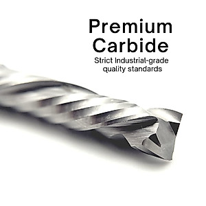 ROUTYBITS - 1/4 Diameter, Compression Cut Bit, 1/4 in Dia Shank, 1 inch Cut Length, Solid Carbide, Spiral Endmill, CNC Router Bits