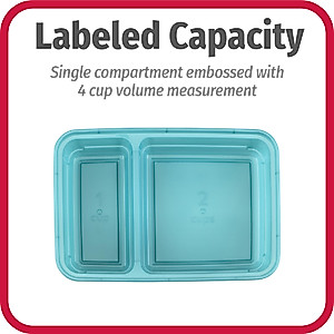 GoodCook Meal Prep 2-Compartment Reusable Food Storage Container Set with 50 Containers, Lids and Condiment Cups, Blue