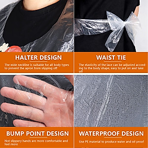 Yuroochii 100 Pieces Disposable Aprons，36×24 Inches Plastic Lightweight Apron for Painting Party, Cooking, Housework, Picnic