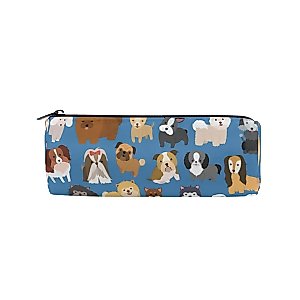 TropicalLife Pencil Case Cute Animal Dog Puppy Pattern Pen Pouch Bag Organizer Makeup Brush Holder with Zipper for Girls Women Adults Teens School Office