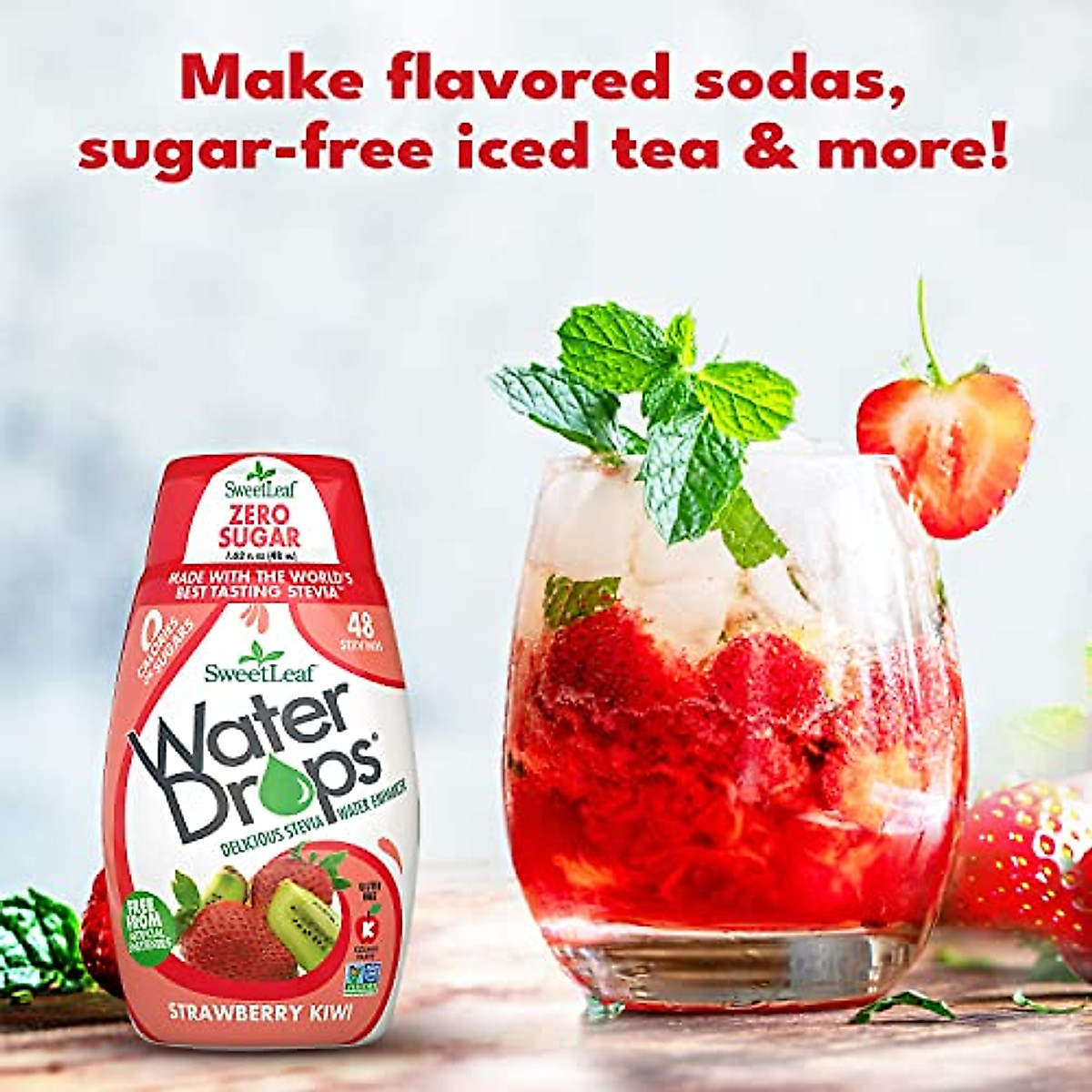 SweetLeaf Water Drops - Strawberry Kiwi Water Enhancer, Sugar Free Sweet Leaf Stevia Water Flavoring Drops, 1.62 Oz Ea (Pack of 2)