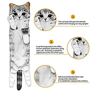 Cat Funny Hand Towels for Kitchen and Bathroom, High Absorbency Hand Towels Cute Decorative Cat Decor Hanging Washcloths Face Towels, Not Easy to Deformation, for Cat Lovers(Tabby cat)