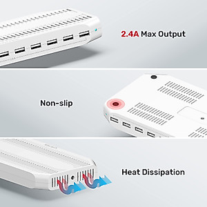 Unitek Phone Organizer and Charging Station for Multiple Devices, 10 Port USB Charging Station Dock with Adjustable Dividers and Smart IC