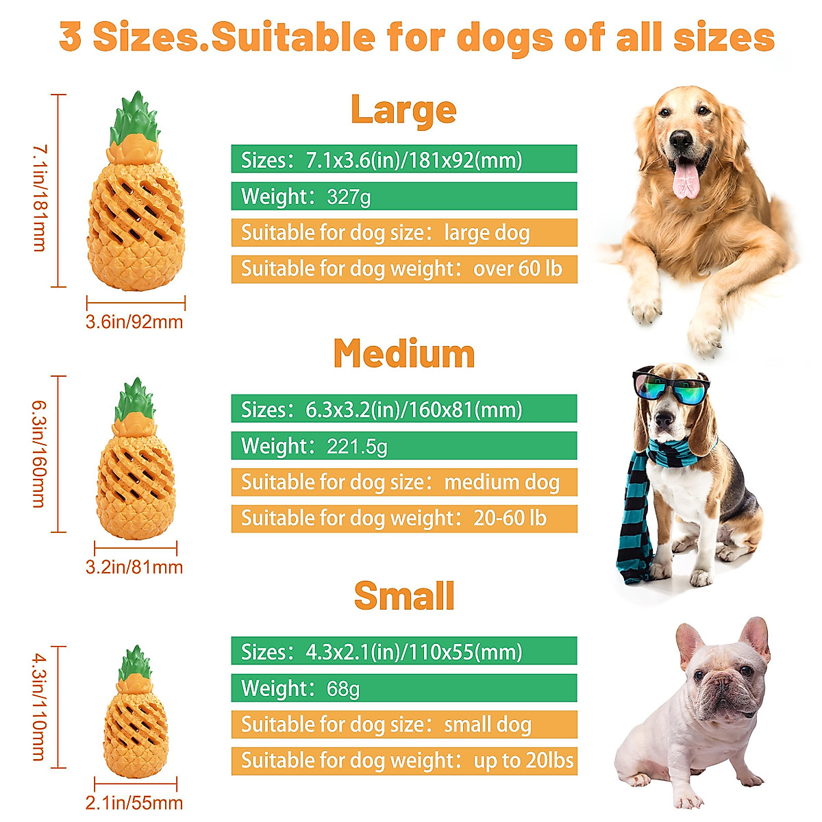 PETOPIA Dog Toys for Large Dogs, Pineapple Dog Chew Toys for Aggressive Chewers, Indestructible Dog Toys for Aggressive Chewers, Dog Toys for Aggressive Chewers (Large)