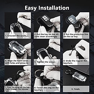 YFRAUTO Key Fob Cover for Honda Car Smart Key Case Full Protection Covers with Key Chain Ring Metal Silver for Honda Civic Accord CRV Pilot HR-V Odyssey Passport