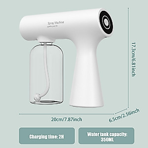 Atomizer Sprayer with Blue Light,Electric Atomizer Handheld 350ml Disinfecting Fogger,Handheld Humidifier 2 Modes Adjustable Fogger Machine, Rechargeable Electrostatic Sprayer for Kitchen, Bathroom