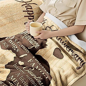 10 Year Anniversary Wedding Gifts for Wife Him Couples Blanket,10th Anniversary Wedding Gifts for Him Her Couple,10 Year Anniversary Tin Gifts,10 Year Anniversary Decorations,Throw Blanket 60"x50"