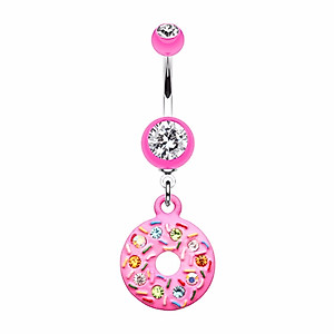 Pink Frosted Sprinkled Donut WildKlass Belly Button Ring