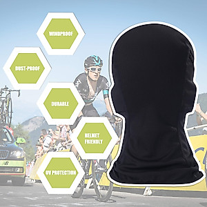 Balaclava Face Mask Adjustable Windproof UV Protection Hood (Black)
