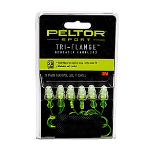 Peltor Sport Tri-Flange Corded Reusable Earplugs, 26 Db Nrr, 3-Pair Per Pack