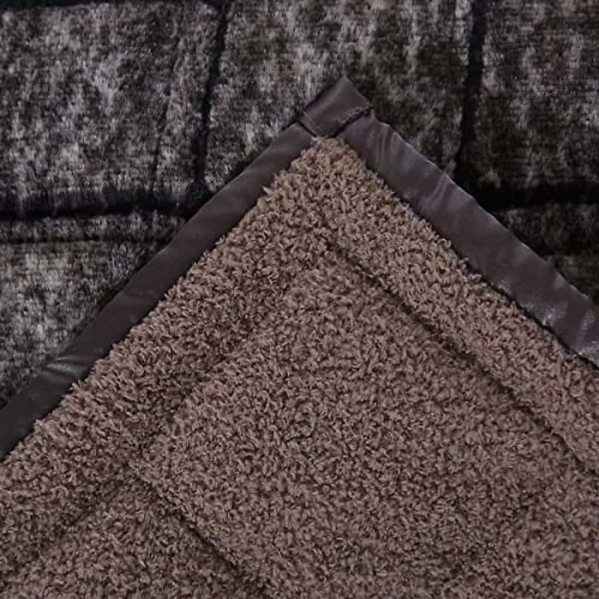 George's Dinosaur Faux Fur Weighted Blanket for Adults 15lbs Queen Size 60''x80''Furry Heavy Blanket Soft and Comfort Like Rabbit Fur with Premium Ceramic Beads (Coffee