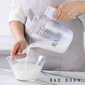 Rae Dunn Measuring Cup Set - 9 PC. Nesting Stackable Liquid Measure Cup, Dry Measuring Cups and Spoons with Funnel and Scraper - Nesting and Clicks Together for Easy Storage (Multi)