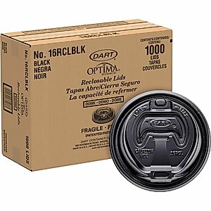 Dart 16RCLBLK Black Optima Reclosable Lid (Case of 1000)