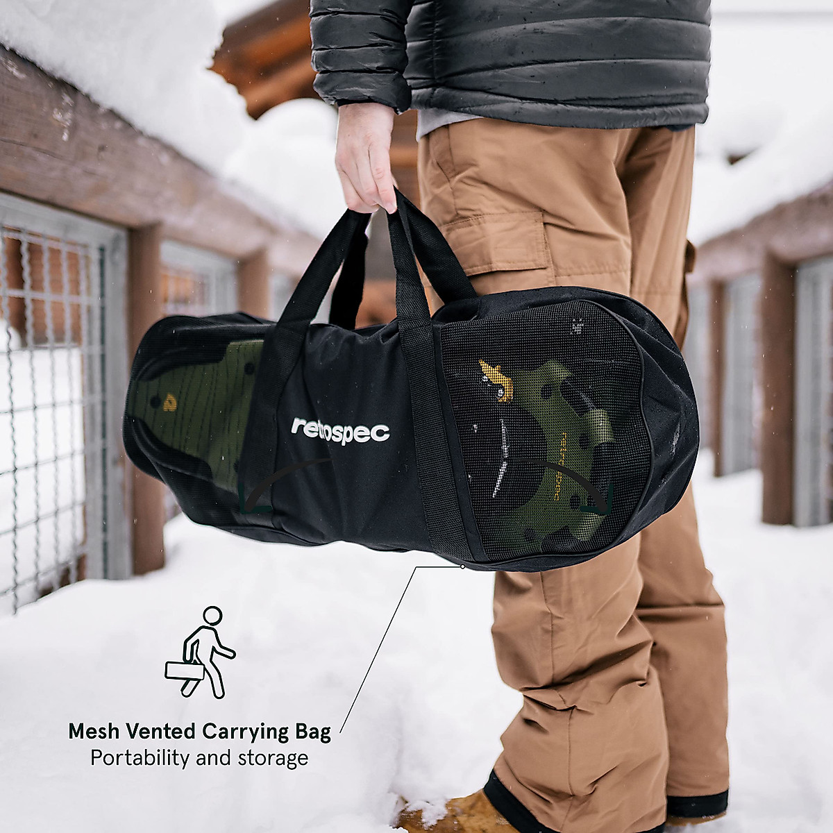Retrospec Drifter Snowshoe for Men & Women - Aluminum Frames & a Double-Rachet Binding System - Lightweight All Terrain Snow Shoes with Heel Lifters & Pivot System - 21" Olive