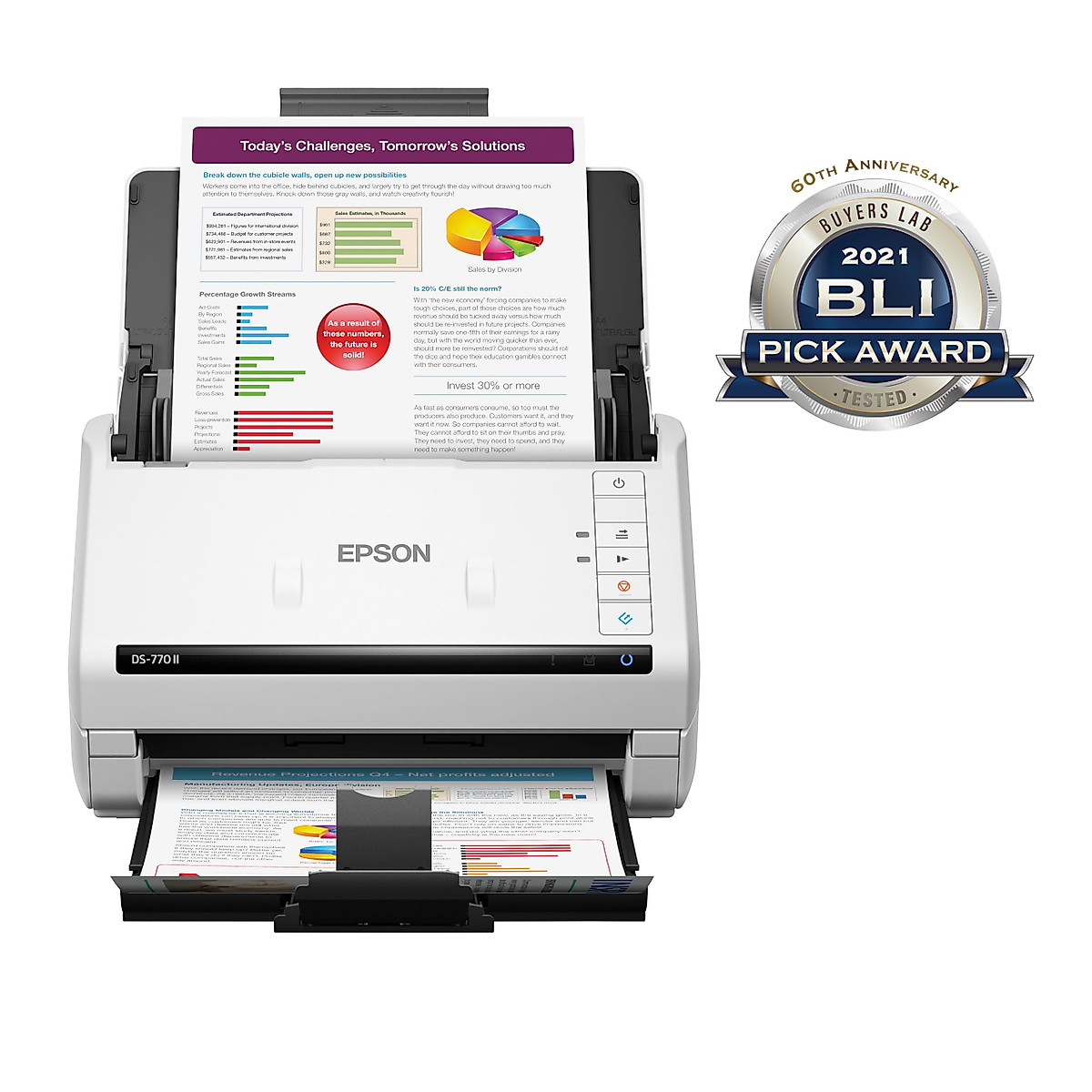 Epson DS-770 II Color Duplex Document Scanner for PC and Mac, with 100-page Auto Document Feeder (ADF), Twain and ISIS Drivers