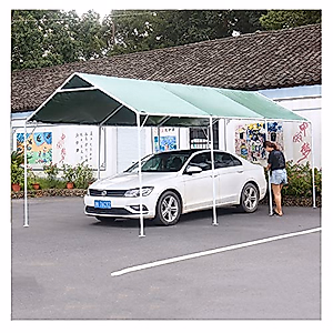 Carport,Heavy Duty Car Canopy Easy to Assemble Portable Garage for Car, Boat, Party Tent with PE Tarp for Wedding, Garden ( Color : Beige , Size : 2.8*4.5M )