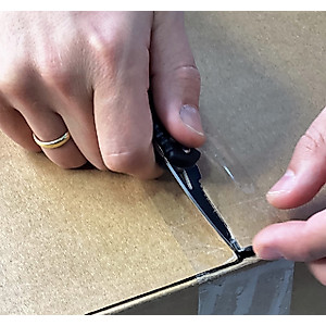 Package opener, Portable Utility Cutter, Small Pocket Box, Seatbelt, Strap Cutter Knife, Razor Sharp Serrated Blade and Paratrooper Hook, Carabiner Keychain, Safe, Survival EDC Folding Tool