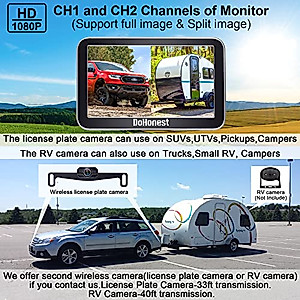 DoHonest Wireless Backup Camera for Trucks Car Pickup Camper Van with 7 Inch Monitor System, HD 1080P Bluetooth Backup Camera 2.4G Stable Digital Signals, Support Add Second RV Rear View Camera-V29