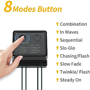 QUWIN Led Outdoor Christmas String Lights, 500 LED UL Certified 8 Lighting Modes, Indoor & Outside Waterproof Fairy Light for Christmas Tree, Patio, Holidays, Party (180 Ft Warm White)