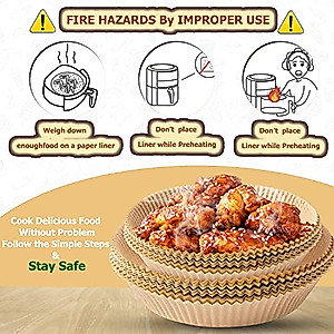 RoyalWare Air Fryer Liners 100 Pc Disposable Paper Liner – 7.9 Inch Non-Stick Round Parchment Paper – Oil Proof Heat Resistant Air Fryer/Baking Paper