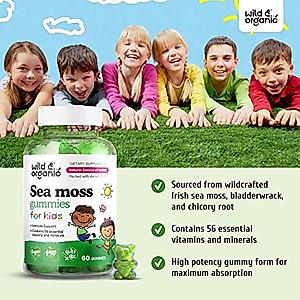 Wild & Organic Sea Moss Gummies Bundle - Superfood Wildcrafted Seamoss Gummy Vitamins for Kids & Adult - Thyroid Health, Digestive & Immune Support Supplements w/ Raw Irish Moss Bladderwrack - 2 Pack