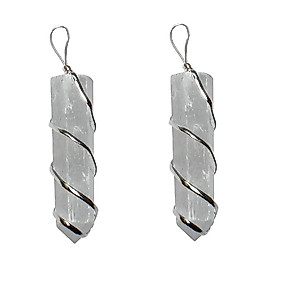 Arts Of India Raw Selenite Crystal Pendant Necklace (Bullet, Round)