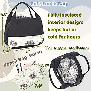 Leaper Floral Canvas Backpack Laptop Bag Daypack bag Lunch Bag Purse 3 in 1 Pink