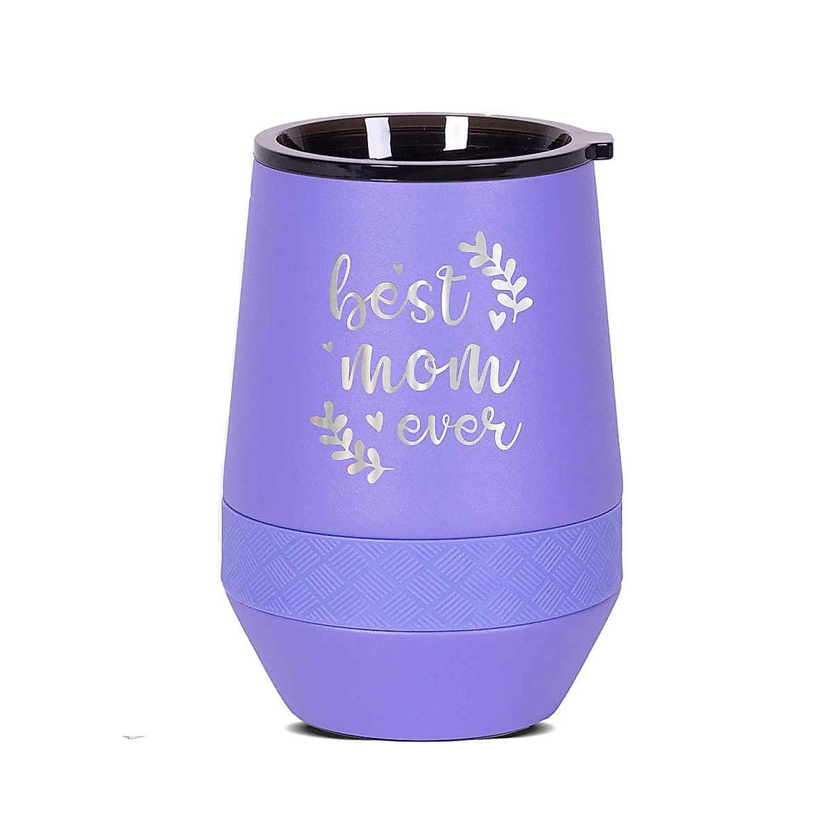 10oz Wine Tumbler for Mom - Insulated Travel Mug with Triple Wall Vacuum & Slider Lid - Tumbler for Birthdays, Mother's Day, and Christmas - Lavender