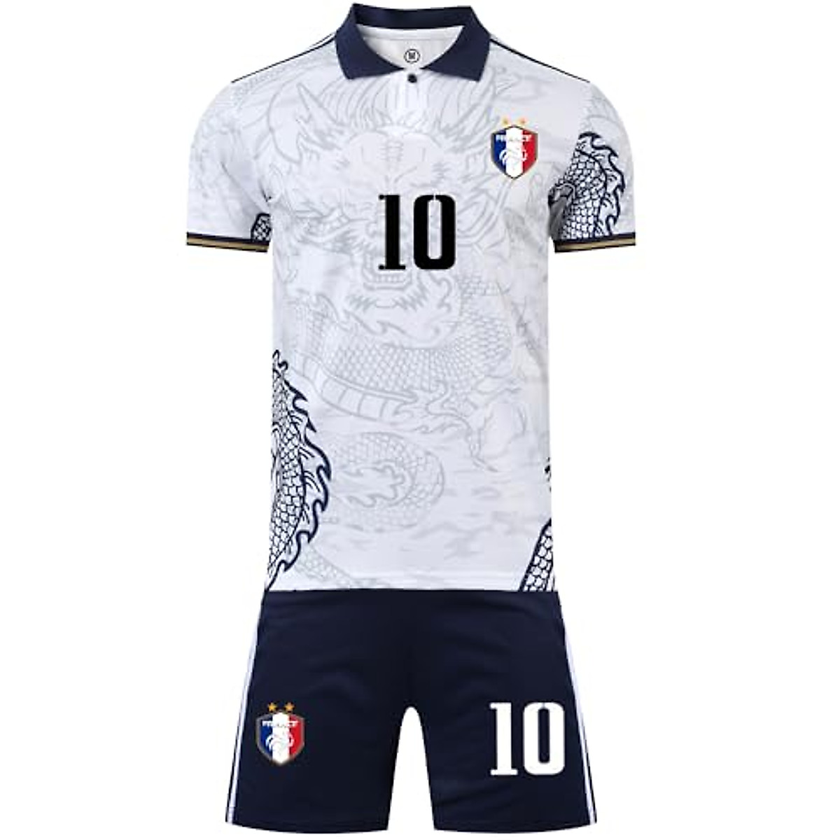 ELTONYA Kids France Soccer Jersey for Boys Youth MBA’ppei #10 World Cup HOM Football Jersey Kit Sports Team Shirt&Shorts Set