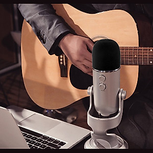 SUNMON Microphone Foam Windscreen Cover for Blue Yeti, Yeti Pro and Yeti X Microphones, the Mic Pop Filter Mask Shield also suit MXL and Audio Technica (Black)