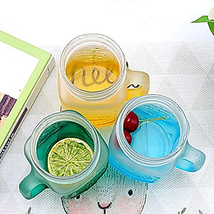 16 oz mason jars drinking glasses mugs with handles colorful straw and lids colored glass Old Fashioned Bottles Cup 4 pack for drinks coffee lemonade water