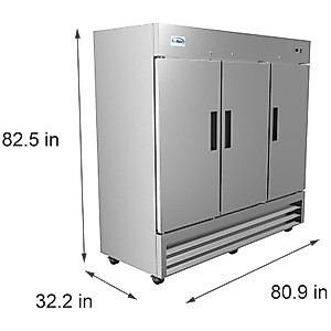 KoolMore 82" 3 Door Stainless Steel Upright Commercial Reach-in Freezer - 72 cu. ft, Model:RIF-3D-SS